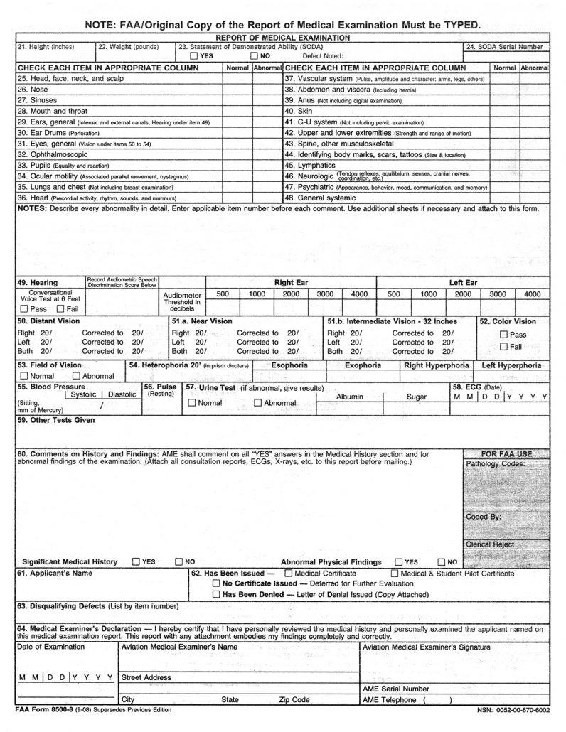 FAA Medical Certification Airman Medical Application Pilot Medical 